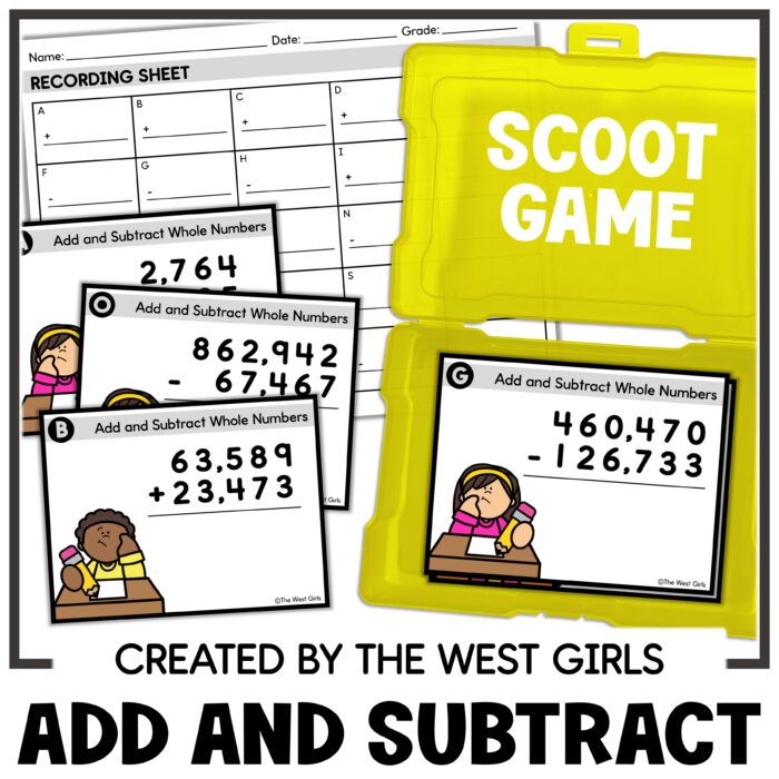 Adding and Subtracting Whole Numbers up to Millions Scoot Game 3rd 4th ...